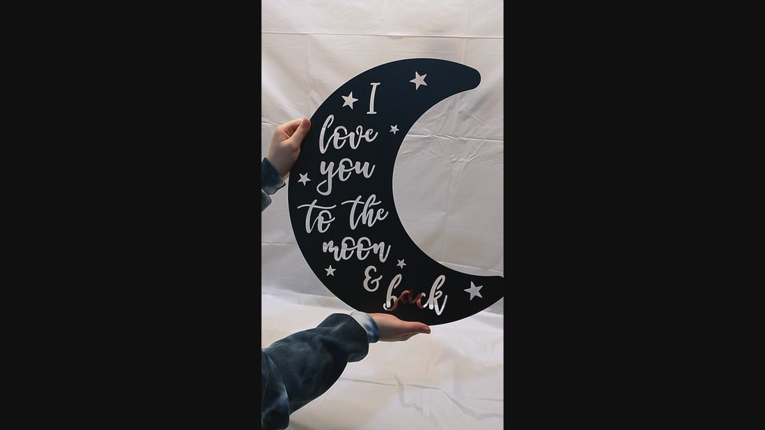 Moon & Back Metal Sign - Steel Wall Art for Children's Bedroom ...
